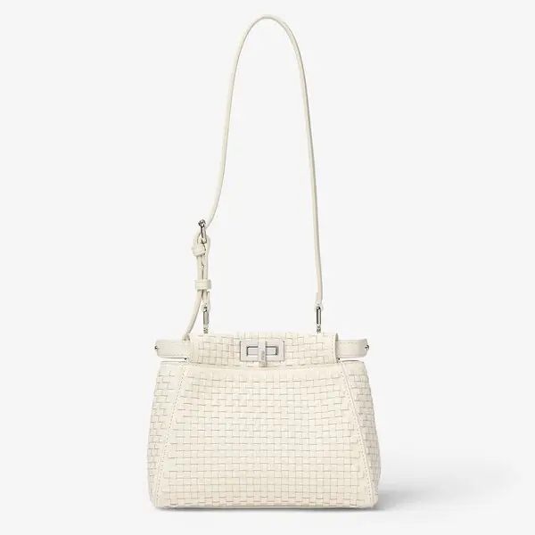 Fendi My Peekaboo Xs Parchment-colored Woven Leather Bag - [beige]